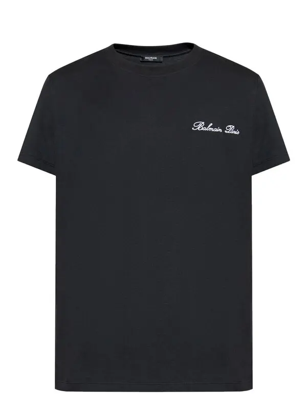 Balmain T-shirt With Embroidered Logo - Black