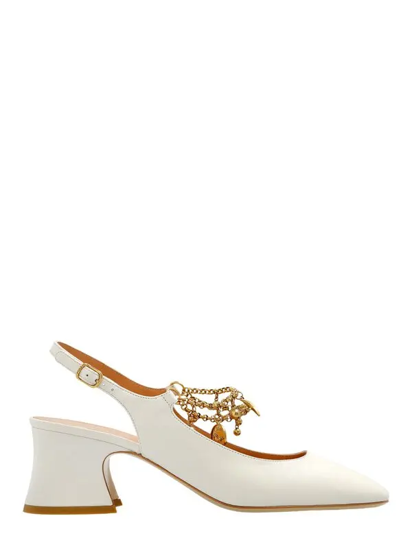 Chloé Charm-embellished Heeled Slingbacks - Cream