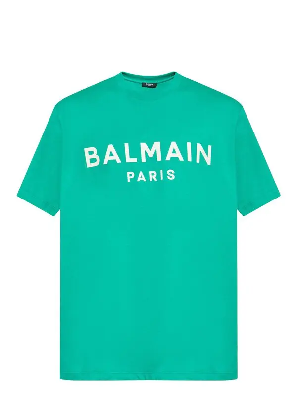 Balmain T-shirt With Printed Logo - Green