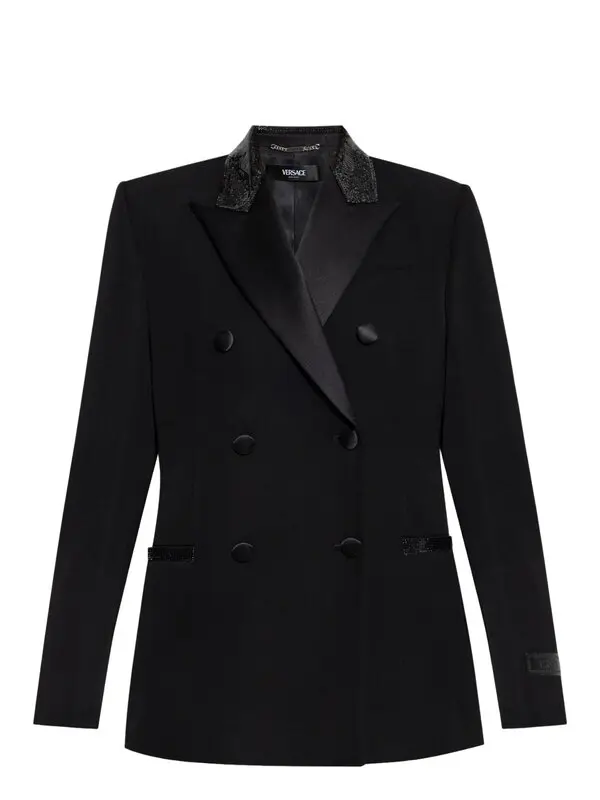 Versace Blazer With Shimmering Appliqués - Black