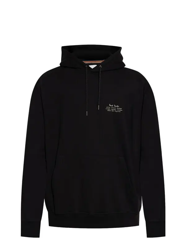 Paul Smith Cotton Hoodie With Signature Detail - Black