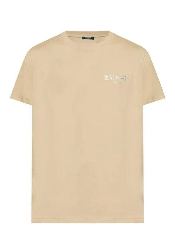 Balmain T-shirt With Printed Logo - Beige