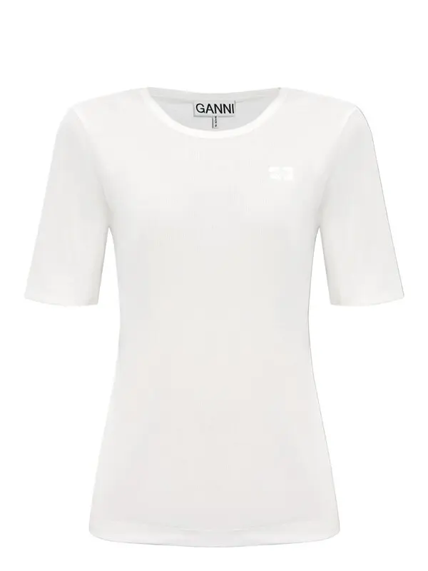 GANNI Ribbed T-shirt - White