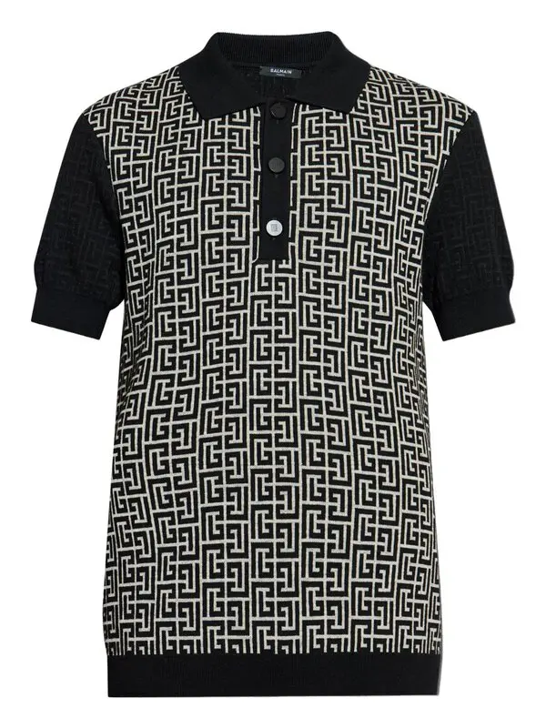 Balmain Monogram Polo Shirt - Black