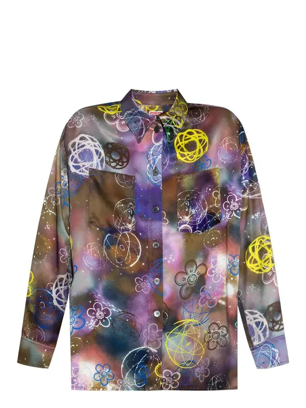 Kenzo Multicolored Galaxy Print Silk Shirt - Multicolour