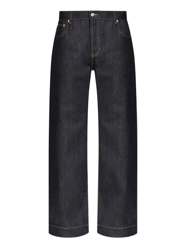 Alexander McQueen Straight-leg Raw Denim Jeans - Navy Blue