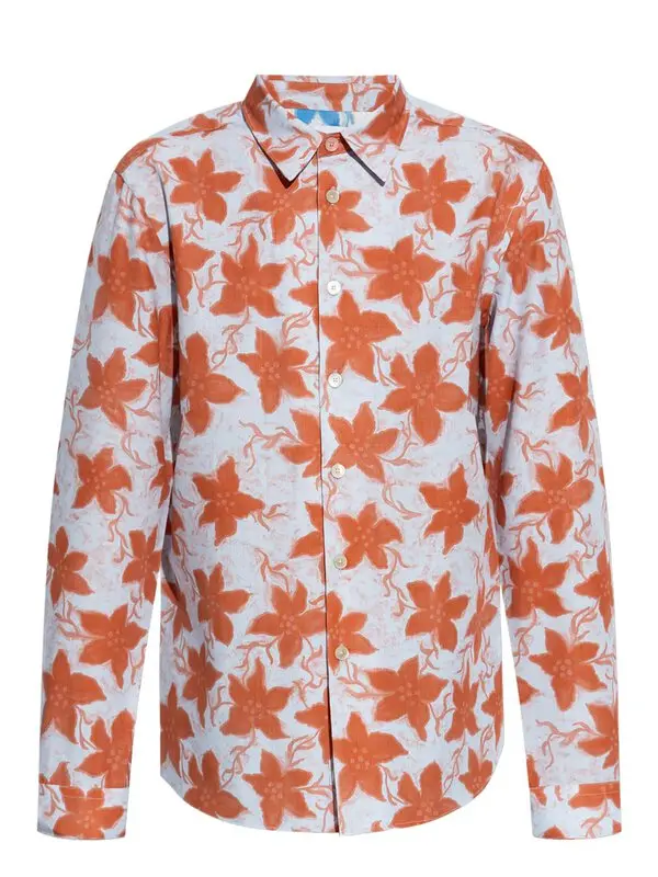 Paul Smith Shirt With Floral Motif - Orange