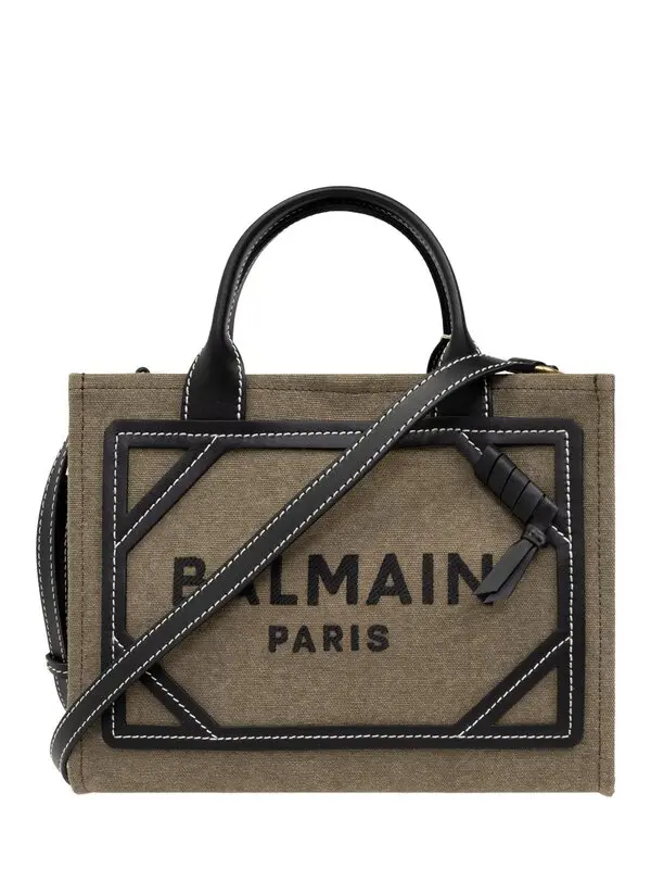 Balmain Gray Cotton Shopper Bag - Green