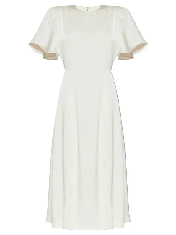 ROTATE BY BIRGER CHRISTENSEN Midi Dress With Slits - Cream