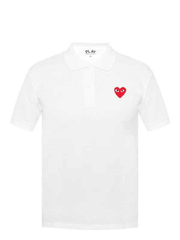 Play Comme Des Garcon Logo-patched Polo Shirt - White