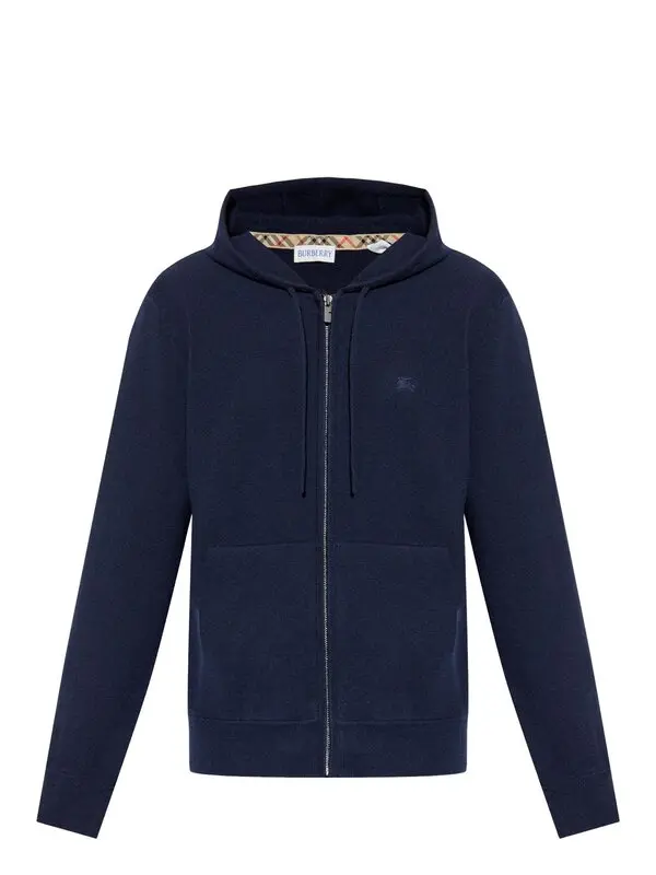 Burberry Cashmere Hooded Cardigan - Navy Blue