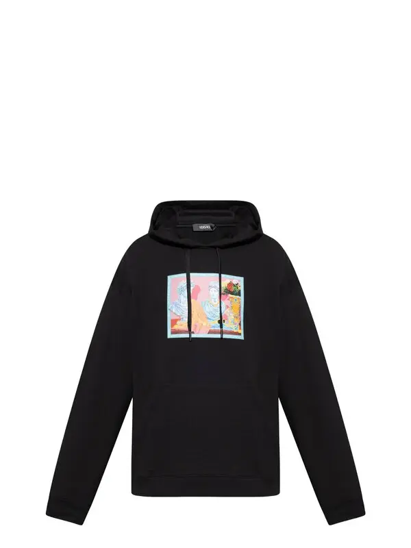 Versace Pop Art Print Cotton Hoodie - Black