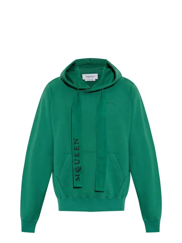Alexander McQueen Embroidered Logo Hoodie - Green