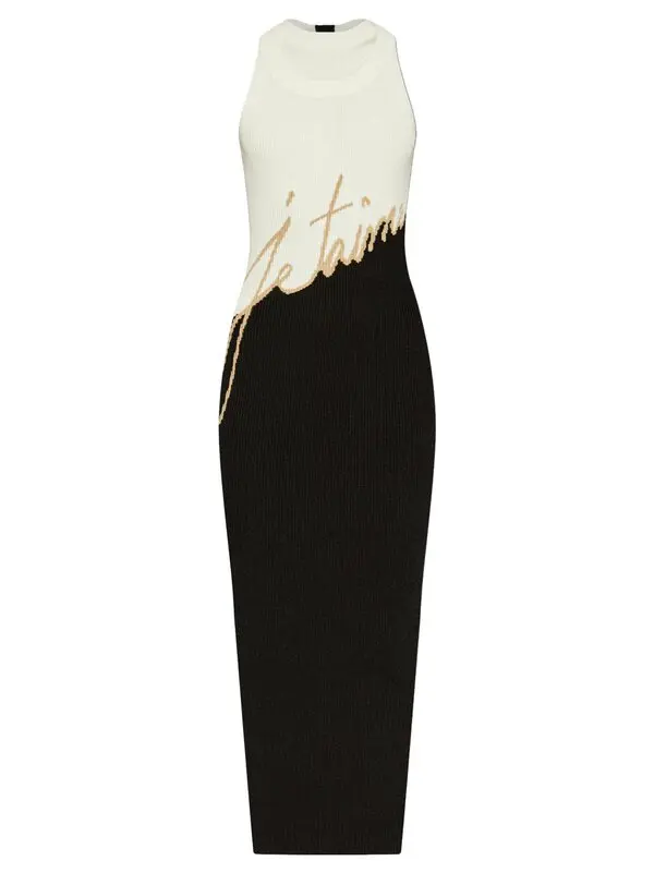 Balmain Fitted Dress With 'je T'aime' Inscription - Black