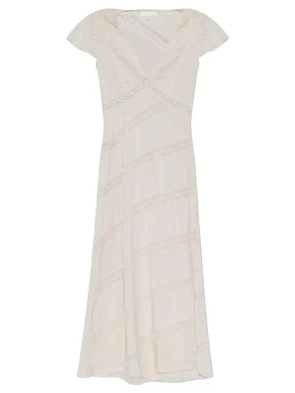 LoveShackFancy Perletta Silk Lace Dress - Cream