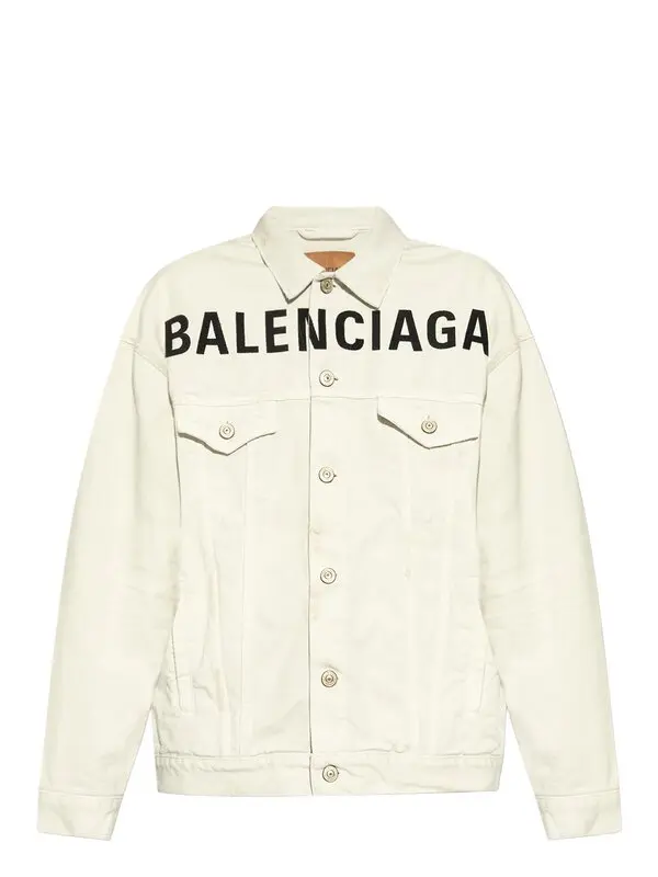 Balenciaga Denim Jacket With Logo - White