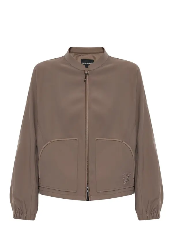 Emporio Armani Embroidered Logo Jacket - Brown