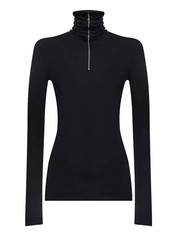 JIL SANDER Stand-up Collar Top - Black