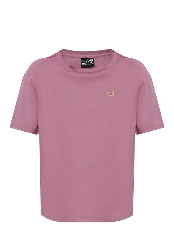 Emporio Armani T-shirt With Logo Appliqu - Pink