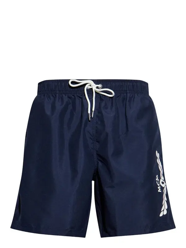 Mcm Logo-print Swim Shorts - Navy Blue
