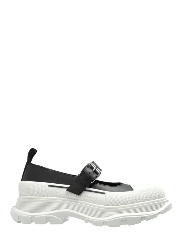 Alexander McQueen Leather Mary Jane Shoes With Logo - Black