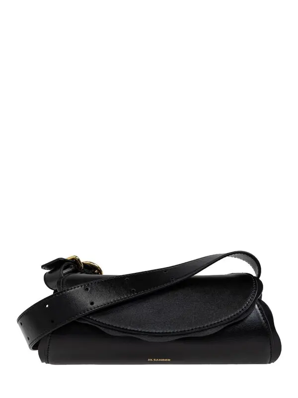JIL SANDER Cannolo Mini Wave Shoulder Bag - Black