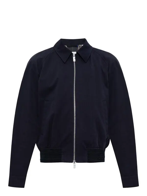 Burberry Cotton Jacket With Two-way Zipper - Navy Blue