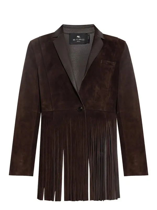 Etro Leather Fringe Jacket - Brown