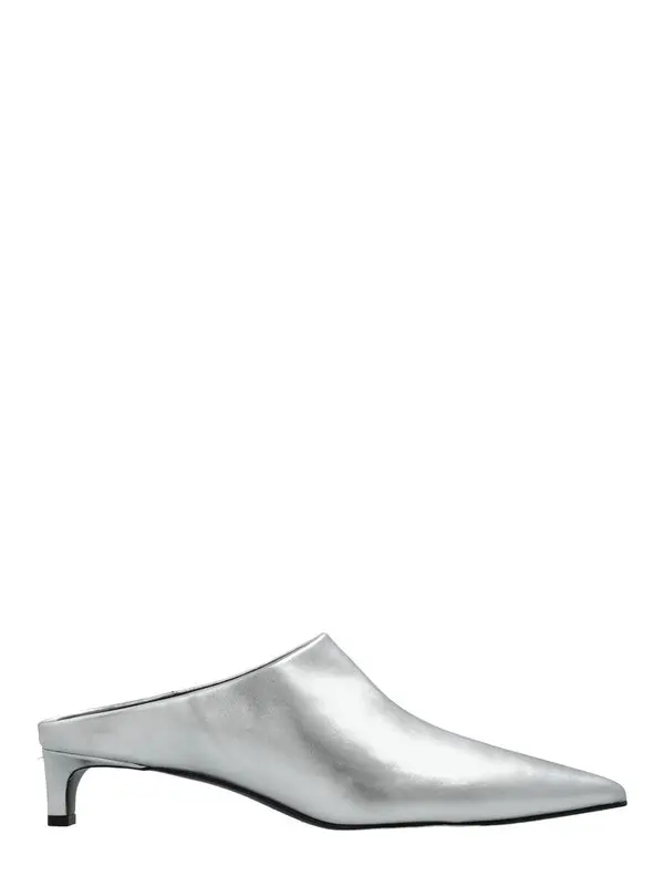 JIL SANDER Leather Heeled Mules - Silver