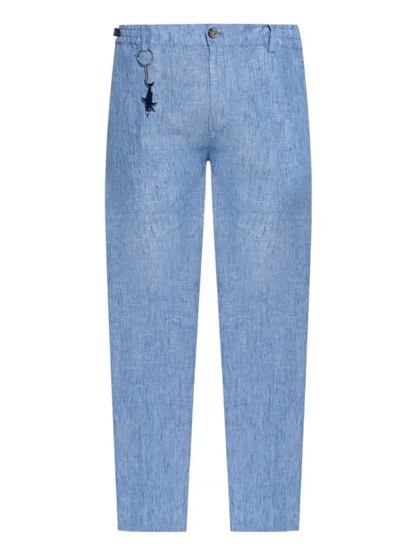 Paul & Shark Linen Trousers With Shark Keychain - Blue