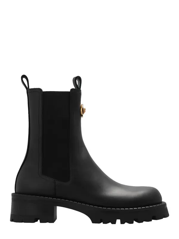Versace Leather Chelsea Boots - Black