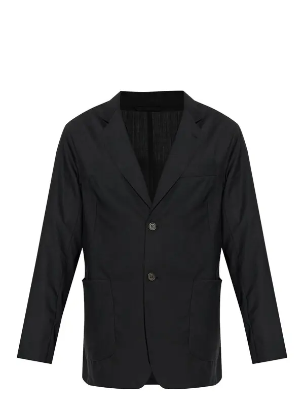Emporio Armani Wool Blazer With Notch Lapels - Black