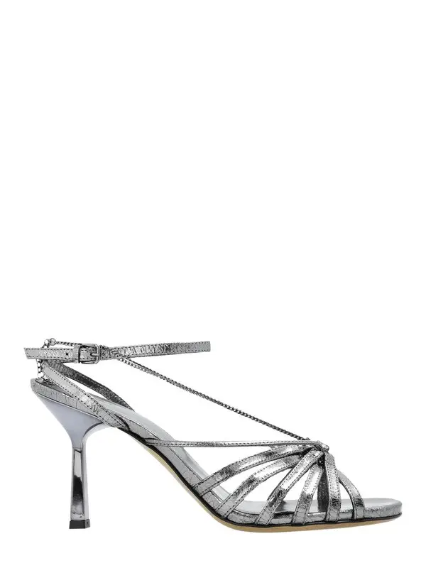 GOLDEN GOOSE Leather 'nico' Sandals - Silver