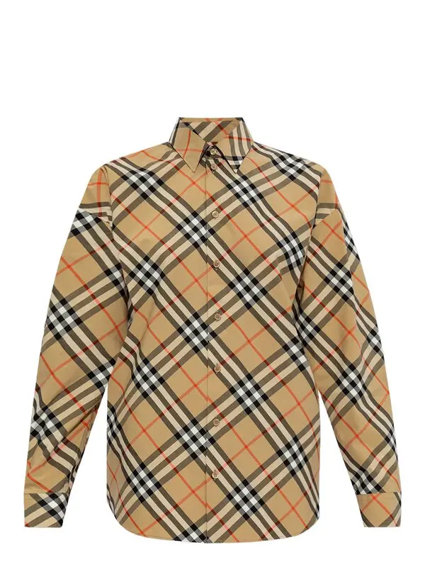 Burberry Check Cotton Shirt - Beige