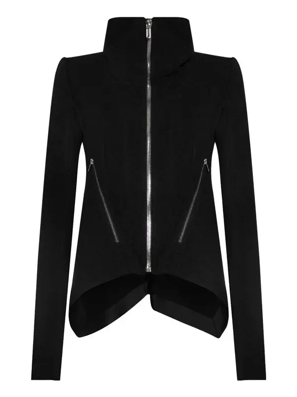 Rick Owens Asymmetric Wool Jacket With Wide Collar - Black