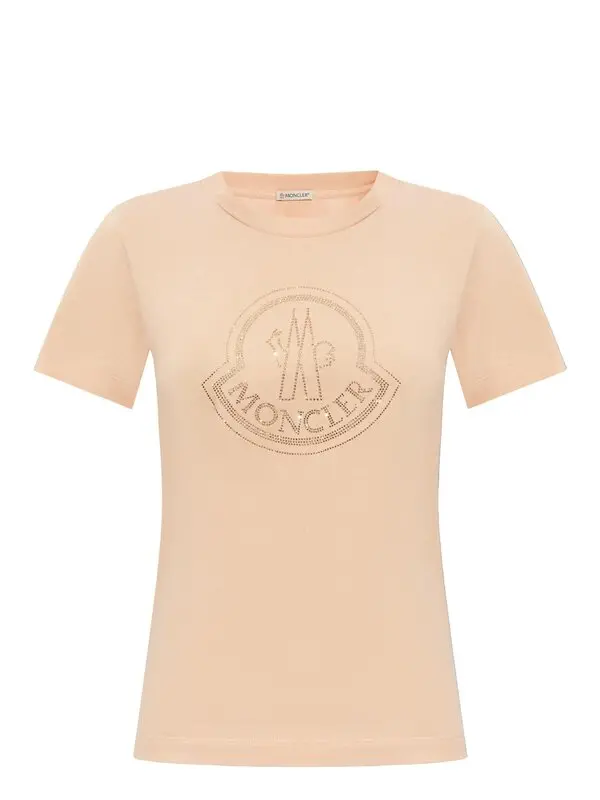 Moncler T-shirt With Embossed Logo - Pink