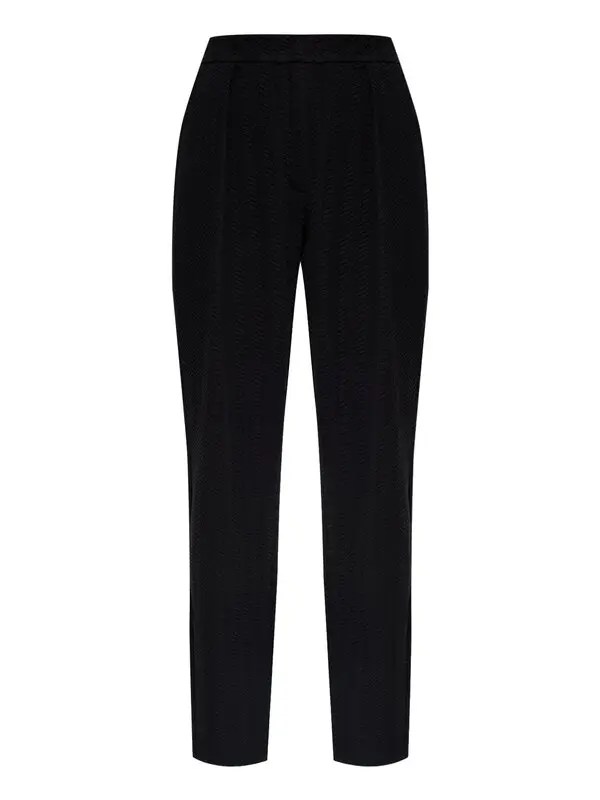 Emporio Armani Herringbone Patterned Trousers - Black