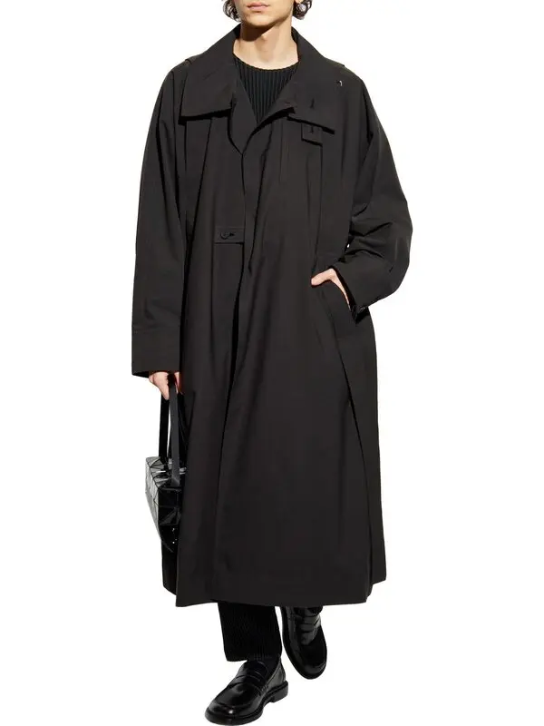Issey Miyake Stand Collar Coat - Black