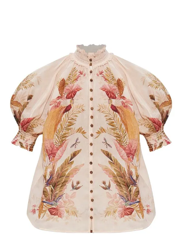 Zimmermann Floral Ramie Shirt - Pink