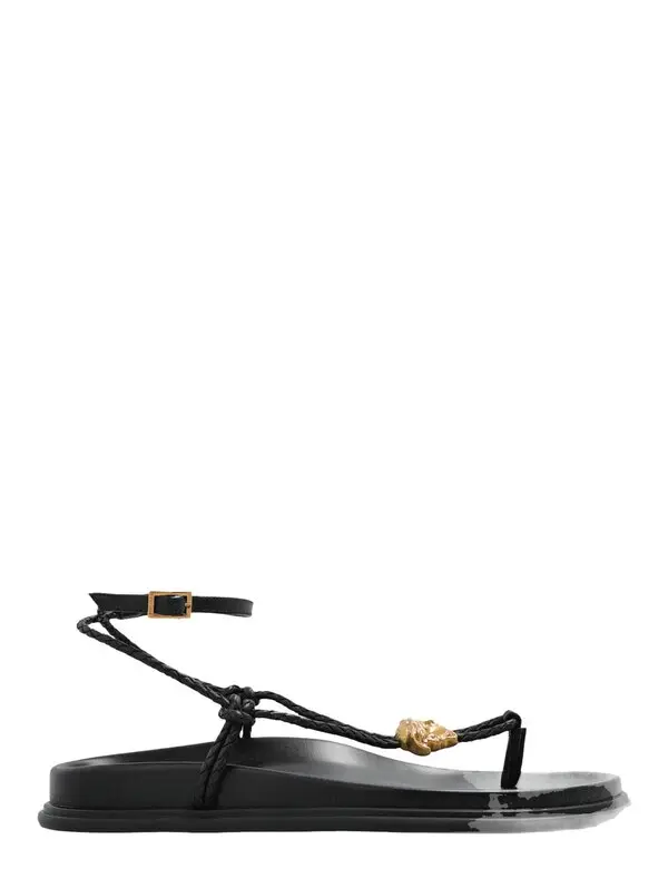 Versace Leather Sandals With Medusa Head - Black