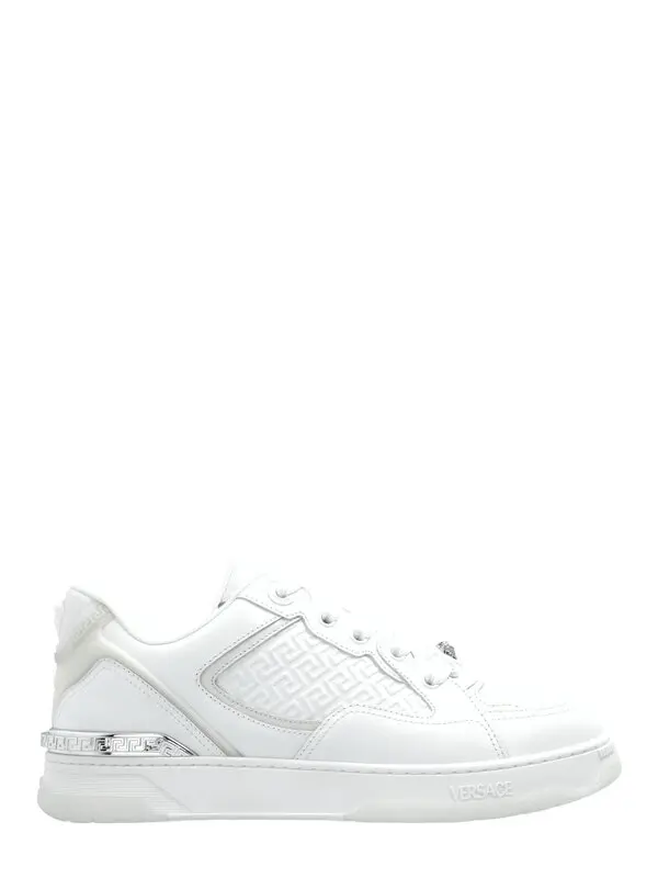 Versace Logo Leather Sneakers - White