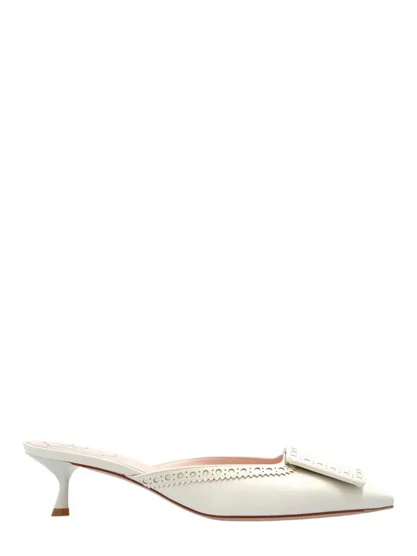 ROGER VIVIER Viv In The City Heeled Mules - Cream