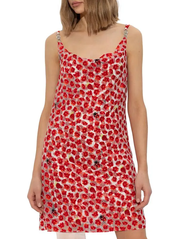 Versace Draped Floral Dress - Red