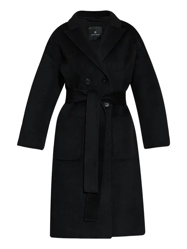 ANINE BING Double-breasted Wool And Cashmere Coat - Black