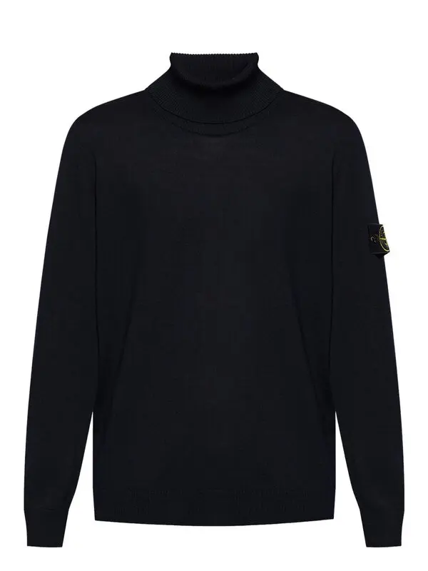 Stone Island Wool Turtleneck - Navy Blue