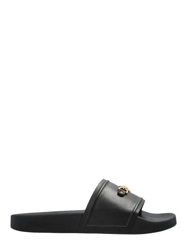 Versace Slides With Logo - Black