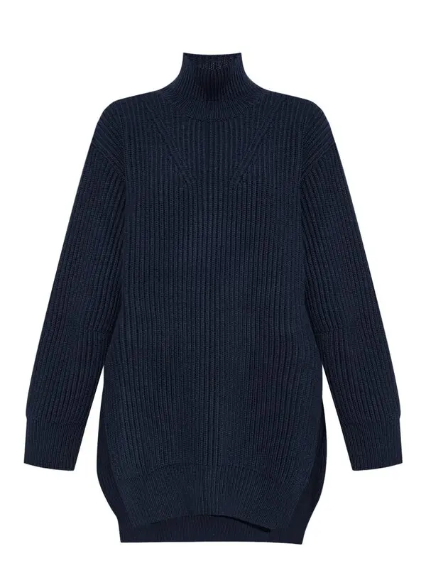 JIL SANDER Wool Turtleneck Sweater - Navy Blue