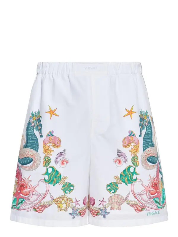 Versace Coral Theatre" Print Shorts - White