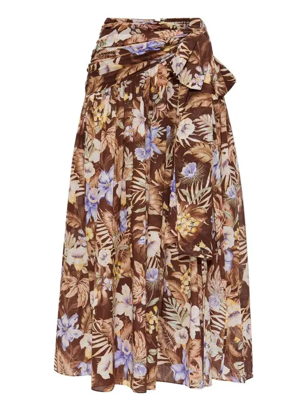 Zimmermann Floral Motif Maxi Skirt - Brown