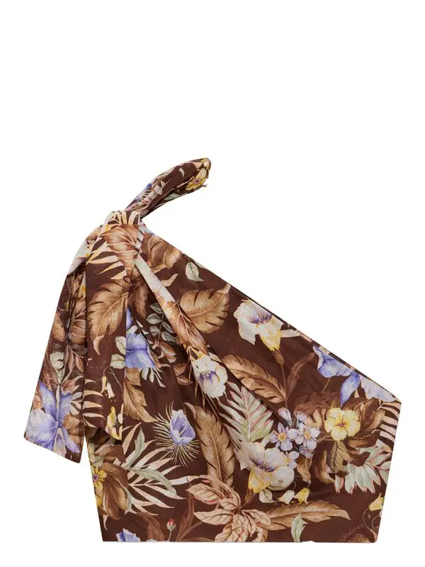 Zimmermann One-shoulder Floral Top - Brown